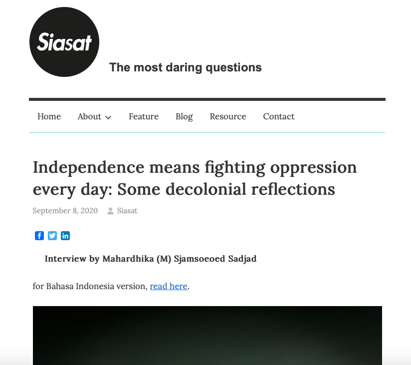 Independence means fighting oppression every day – Siasat – Histori Bersama